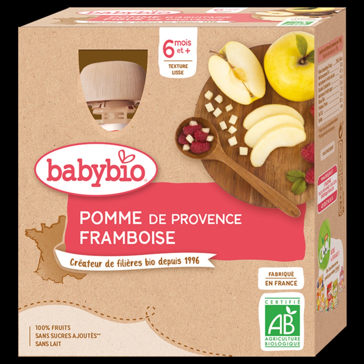 Babybio хайрцагтай алим бөөрөлзгөнөтэй нухаш 90гр хайрцгандаа 4ш 6+ сар